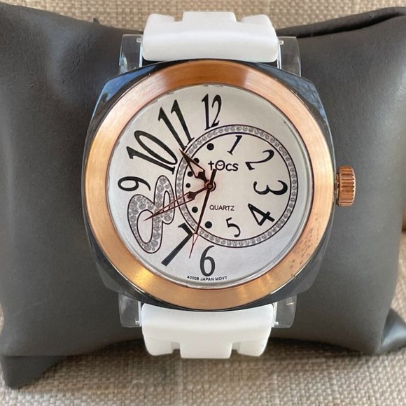 tocs | Accessories | Tocs Wristwatch Gold Tone Case Quartz Analog ...